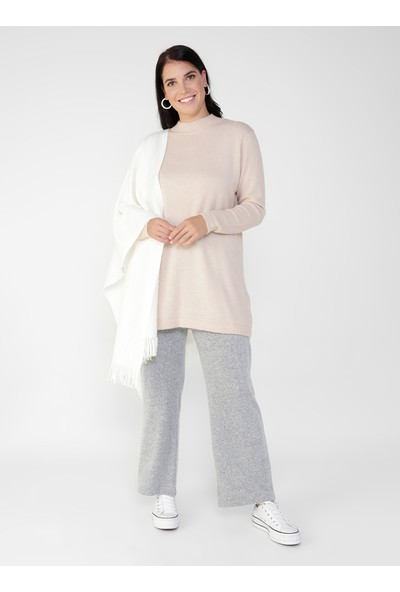 Alia Büyük Beden Balıkçı Yaka Triko Tunik - Pudra - Alia Alia Büyük Beden Balıkçı Yaka Triko Tunik - Pudra - Alia
