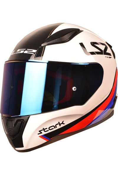 Ls2 Rapid Stark Beyaz - Kırmızı - Mavi Kask2 Cam Ls2 Rapid Stark Beyaz - Kırmızı - Mavi Kask2 Cam