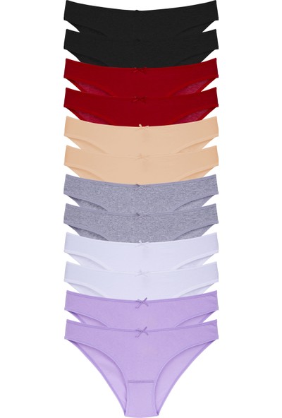 Merry Secret's Kadın Çok Renkli Likralı Esnek Yumuşak Dokulu 12'li Slip Külot Merry Secret's Kadın Çok Renkli Likralı Esnek Yumuşak Dokulu 12'li Slip Külot