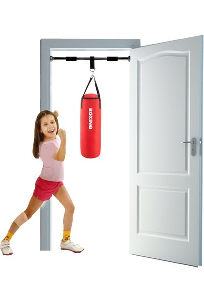 Spor Byfit 53 cm x 20 cm Çocuk Kırmızı Boks Kum Torbası + Barfiks Asma Demiri Spor Byfit 53 cm x 20 cm Çocuk Kırmızı Boks Kum Torbası + Barfiks Asma Demiri