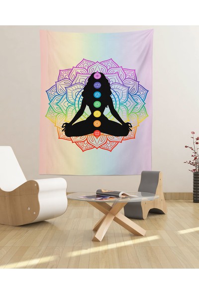 Varbatum Yedi Çakra Yoga Meditasyon Renkli Duvar Örtüsü Varbatum Yedi Çakra Yoga Meditasyon Renkli Duvar Örtüsü