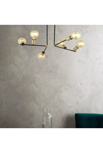 Apliqa Ervin 6'lı Siyah Eskitme Avize