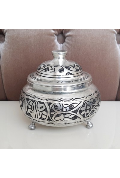 Masalcı Dede Dükkanı Bakır Şekerlik, Gümüş Renkli, Lokumluk, Dekoratif Bakır Kapaklı Küçük Kase, El Işlemesi Otantik Bakır Kase Masalcı Dede Dükkanı Bakır Şekerlik, Gümüş Renkli, Lokumluk, Dekoratif Bakır Kapaklı Küçük Kase, El Işlemesi Otantik Bakır Kase
