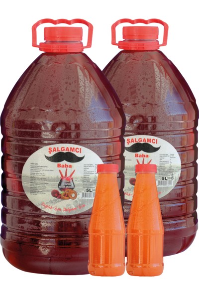Şalgamcı Baba 5 L (2'li + Acı) Havuç Taneli Doğal Katkısız Şalgam Suyu