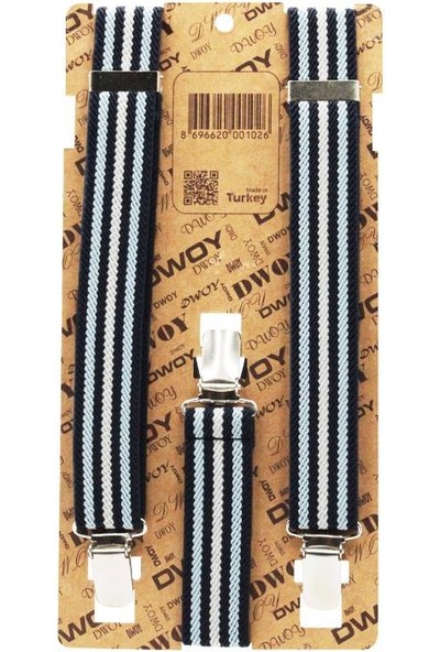 Dwoy Çizgi Desenli Çocuk Pantolon Askısı Lacivert