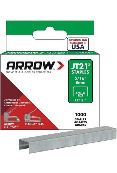 Arrow AR215 8 mm 1000 Adet Profesyonel Zımba Teli Arrow AR215 8 mm 1000 Adet Profesyonel Zımba Teli