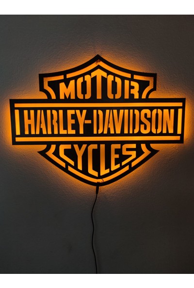 Dekoraven Harley Davidson LED Işıklı Ahşap Tablo