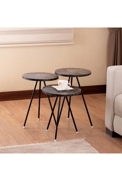 Vip Home Viphome 3'lü Zigon Sehpa Siyah Mermer Vip Home Viphome 3'lü Zigon Sehpa Siyah Mermer