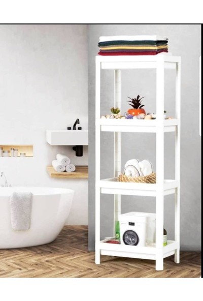 Hitfoni Çok Amaçlı Plastik 4 Katlı Banyo Mutfak Balkon Rafı Beyaz