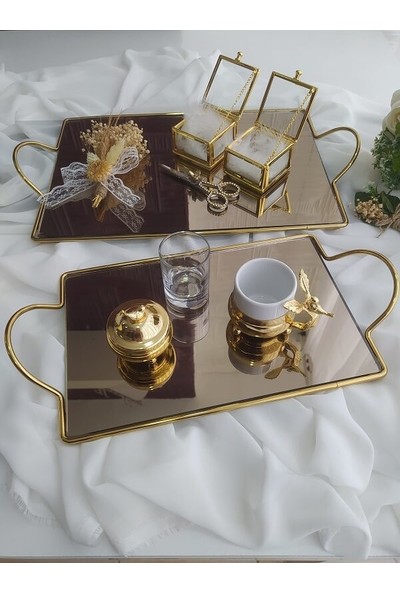 Beyaz Gelincik Tasarım Özge 2'li Söz Nişan Damat Kahvesi Tepsi Seti Gold Beyaz Gelincik Tasarım Özge 2'li Söz Nişan Damat Kahvesi Tepsi Seti Gold