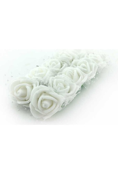 Eminönü Toptancı Lateks Gül Küçük Organzeli ve Parlak - 144 Adet Beyaz