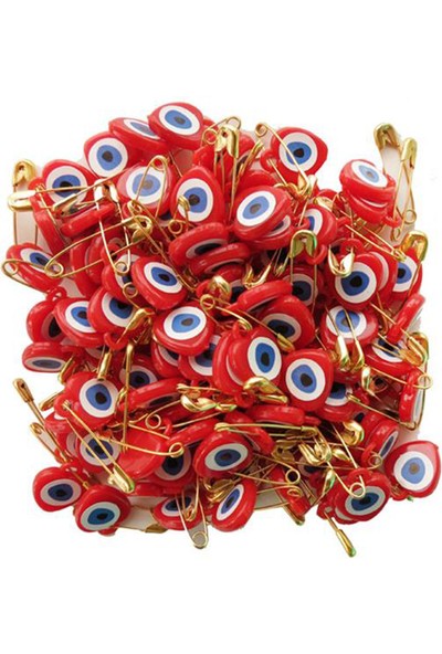 Eminönü Toptancı Nazar Boncuğu Çengelli Iğne - 100 Adet Kırmızı Eminönü Toptancı Nazar Boncuğu Çengelli Iğne - 100 Adet Kırmızı