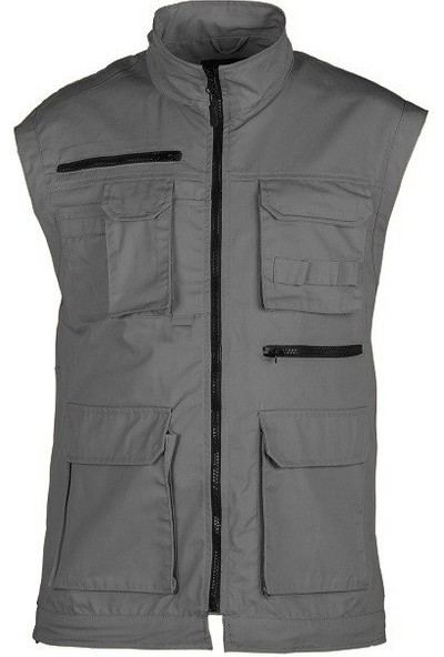 Mervem Gri Çok Cepli Harman Karışımı Yelek