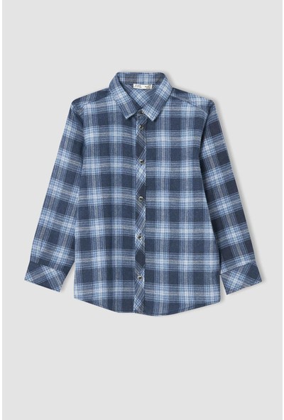 DeFacto Erkek Çocuk Relax Fit Kareli Uzun Kollu Gömlek W1204A621Au