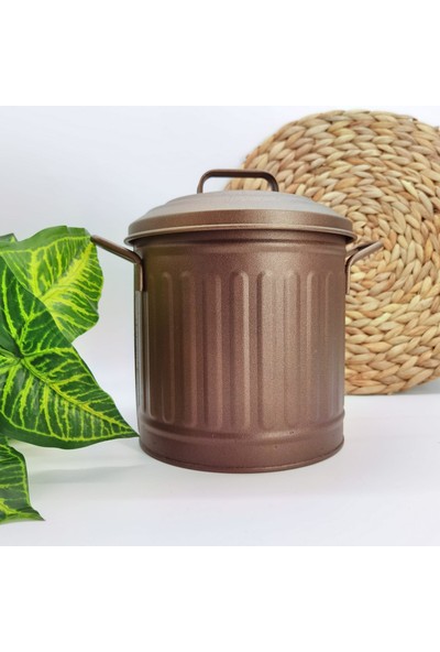 The Mia Galvaniz Tezgah Üstü 4 Lt Çöp Kovası Koyu Kahve KRN0017