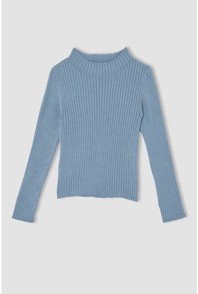 DeFacto Kız Çocuk Slim Fit Yarım Balıkçı Yaka Triko Kazak U6183A621Au