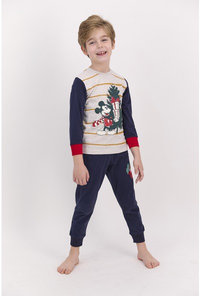 Mickey Mouse Lisanslı Bejmelanj Erkek Çocuk Pijama Takımı Mickey Mouse Lisanslı Bejmelanj Erkek Çocuk Pijama Takımı