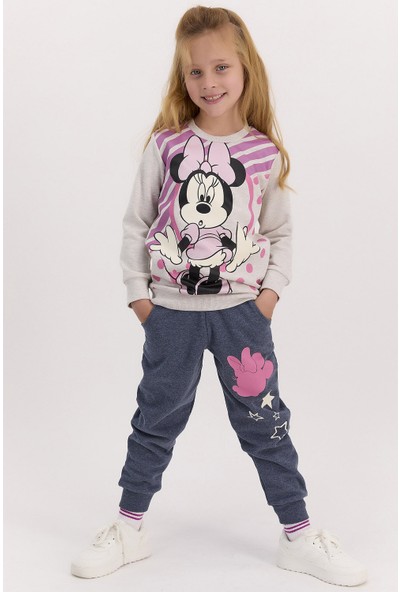 Minnie Mouse Lisanslı Bejmelanj Kız Çocuk Eşofman Takımı Minnie Mouse Lisanslı Bejmelanj Kız Çocuk Eşofman Takımı