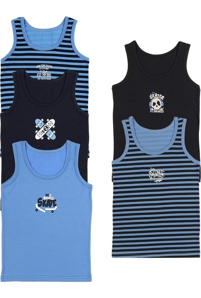 Donella 5'li Renkli Baskılı Erkek Çocuk Atlet - 7771928NS