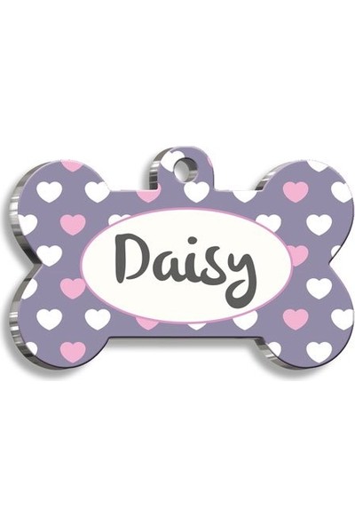 Altın Pati Pembe Mor Kalpli Kedi Köpek Künyesi Altın Pati Pembe Mor Kalpli Kedi Köpek Künyesi