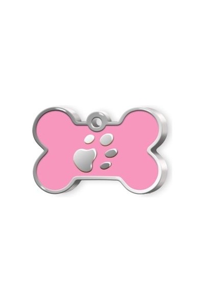 Altın Pati Kemik Şeklinde Mineli Küçük Köpek Künyesi Pembe