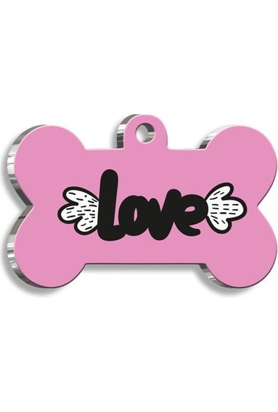Altın Pati Uçan Aşk Kemik Şekilli Köpek Künyesi