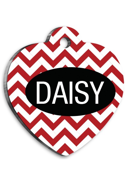 Altın Pati Kırmızı Zikzak Kalp Kedi Köpek Künyesi