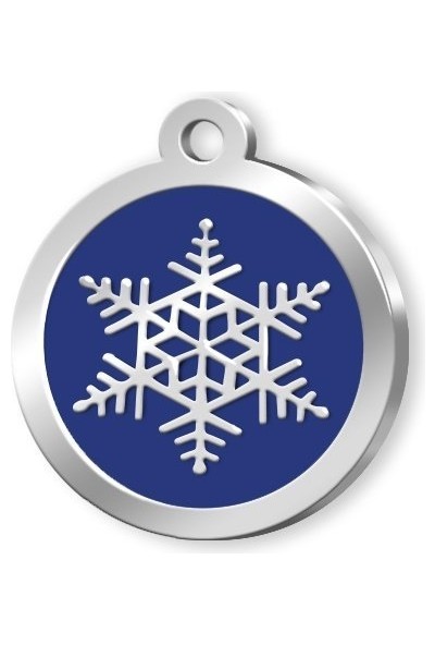 Altın Pati Mineli Seri Kar Tanesi Desenli Künye Mavi