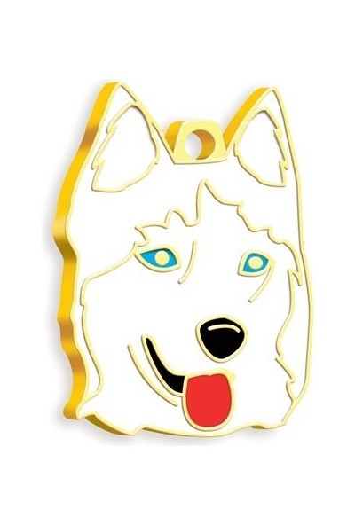 Altın Pati Altın Kaplama Sibirya Kurdu Köpek Künyesi (Beyaz) Altın Pati Altın Kaplama Sibirya Kurdu Köpek Künyesi (Beyaz)