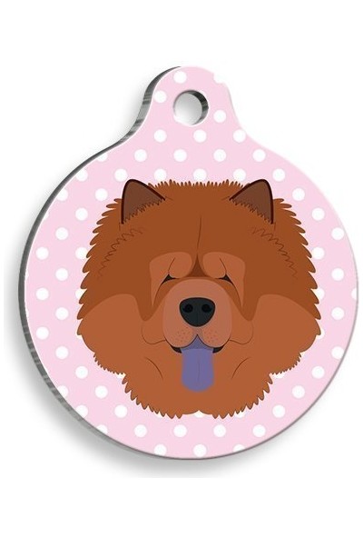 Altın Pati Pembe Puantiyeli Çov-Çov Yuvarlak Köpek Künyesi Altın Pati Pembe Puantiyeli Çov-Çov Yuvarlak Köpek Künyesi