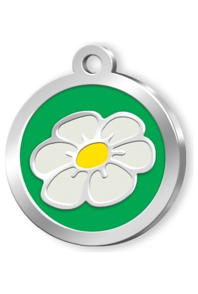 Altın Pati Mineli Seri Papatya Desenli Künye Yeşil