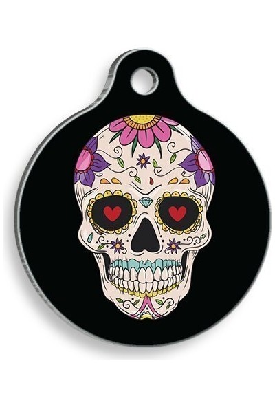 Altın Pati Kurukafa Yuvarlak Kedi ve Köpek Künyesi