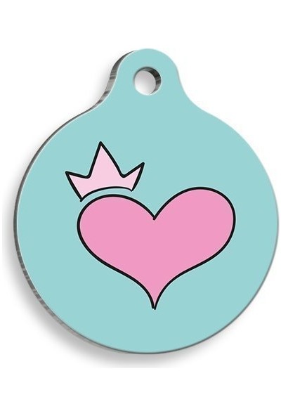 Altın Pati Prenses Kalp Yuvarlak Kedi ve Köpek Künyesi