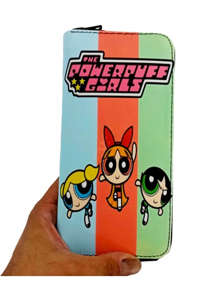 Alp Collection Powerpuff Girls Baskılı 4 Bölmeli Fermuarlı Suni Deri Cüzdan