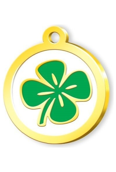 Altın Pati Altın Kaplama Yoncalı Künye - Beyaz