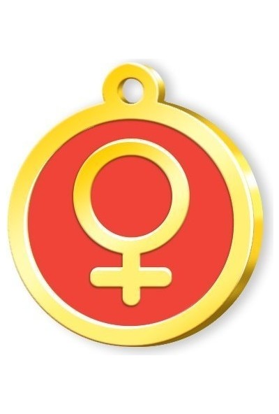 Altın Pati Altın Kaplama Kadın Sembol Künye - Kırmızı