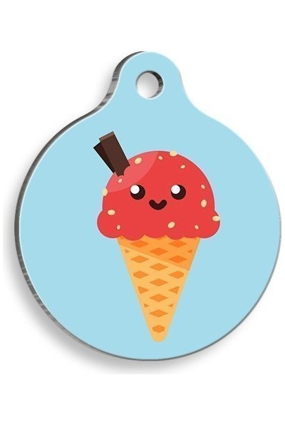 Altın Pati Dondurma Yuvarlak Kedi ve Köpek Künyesi