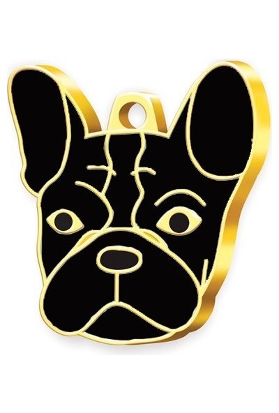 Altın Pati Altın Kaplama French Bulldog Köpek Künyesi (Siyah)