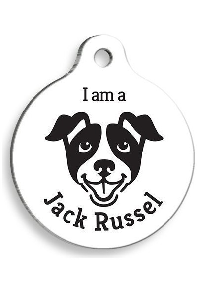 Altın Pati Beyaz Jack Russel Yuvarlak Köpek Künyesi