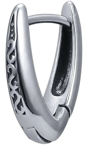 Antik Tasarım Uzun Halka Geçirmeli 316L Çelik Erkek Küpe (Tekli)