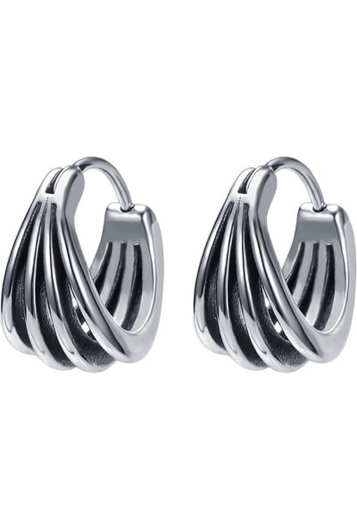 Modern Tasarım Geniş Halka Geçirmeli 316L Erkek Çelik Küpe (Çift)