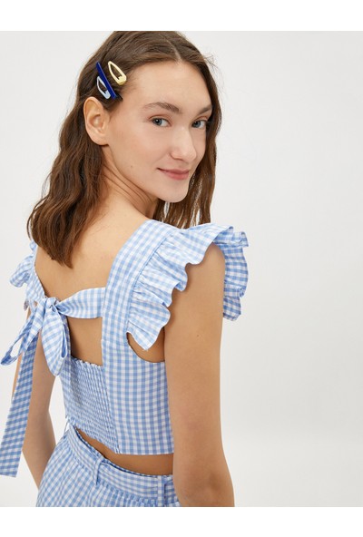 Koton Kadın Fırfır Detaylı Atlet Kareli Sırt Detaylı Koton Kadın Fırfır Detaylı Atlet Kareli Sırt Detaylı