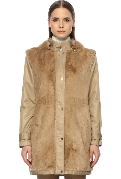 Network Kapüşonlu Yaka Camel Kaban