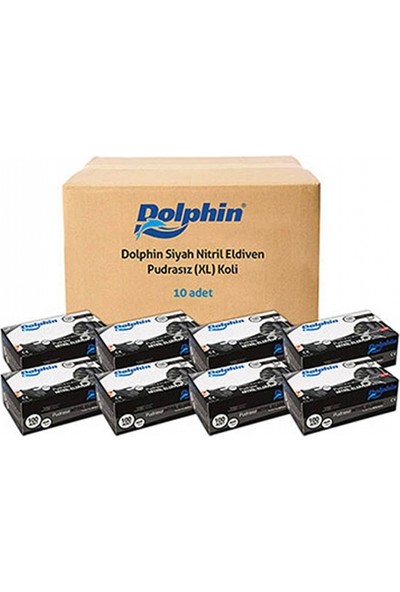 Dolphin Siyah Nitril Eldiven Pudrasız Ekstra Kalın (Xl) 10PK x 100ADET Dolphin Siyah Nitril Eldiven Pudrasız Ekstra Kalın (Xl) 10PK x 100ADET