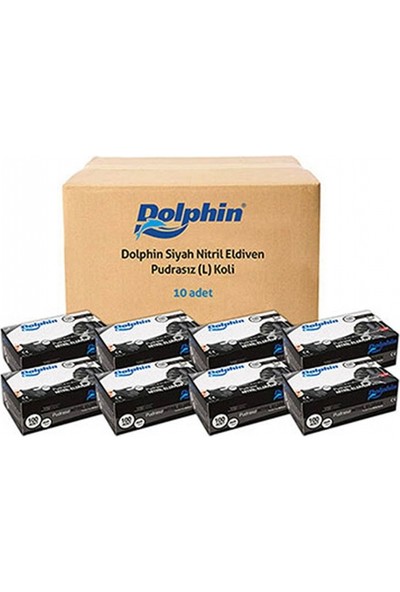 Dolphin Siyah Nitril Eldiven Pudrasız Ekstra Kalın (L) 10 Pk x 100ADET Dolphin Siyah Nitril Eldiven Pudrasız Ekstra Kalın (L) 10 Pk x 100ADET