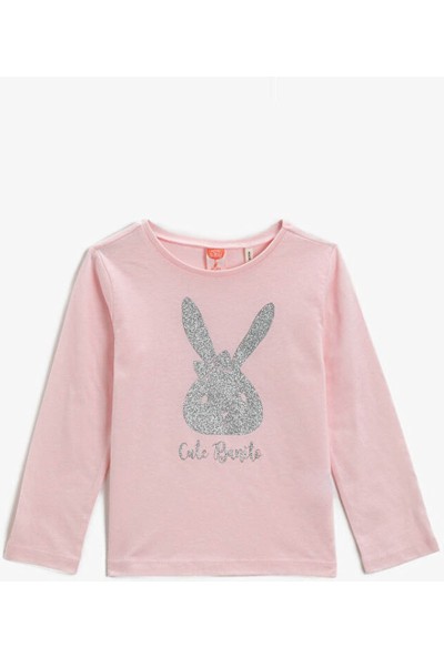 Koton Uzun Kollu Tişört Tavşan Baskılı Pamuklu