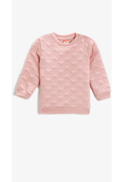 Koton Kız Bebek Bisiklet Yaka Uzun Kollu Desenli Sweatshirt