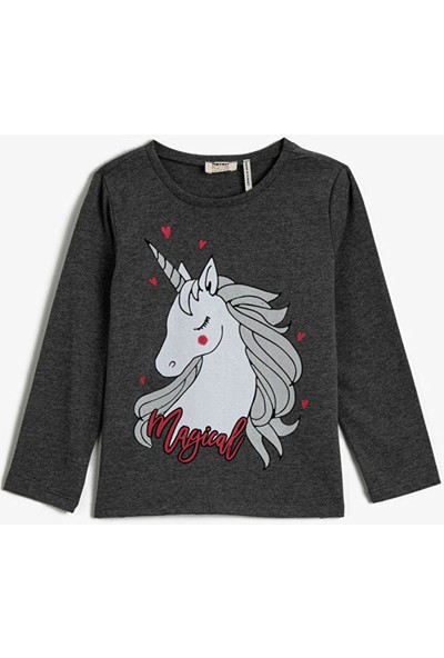 Koton Kız Çocuk Sweat Antrasit 2KKG17936OK