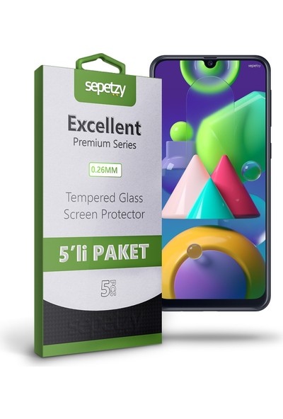 Sepetzy Samsung Galaxy M21 Uyumlu Temperli Cam Ekran Koruyucu 5'li Paket Sepetzy Samsung Galaxy M21 Uyumlu Temperli Cam Ekran Koruyucu 5'li Paket