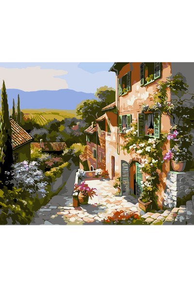 Lily Hobbyland Lilyhobbyland Sayılarla Boyama 40 x 50 cm Çerçeveli Tuval Taş Sokaklı Kasaba